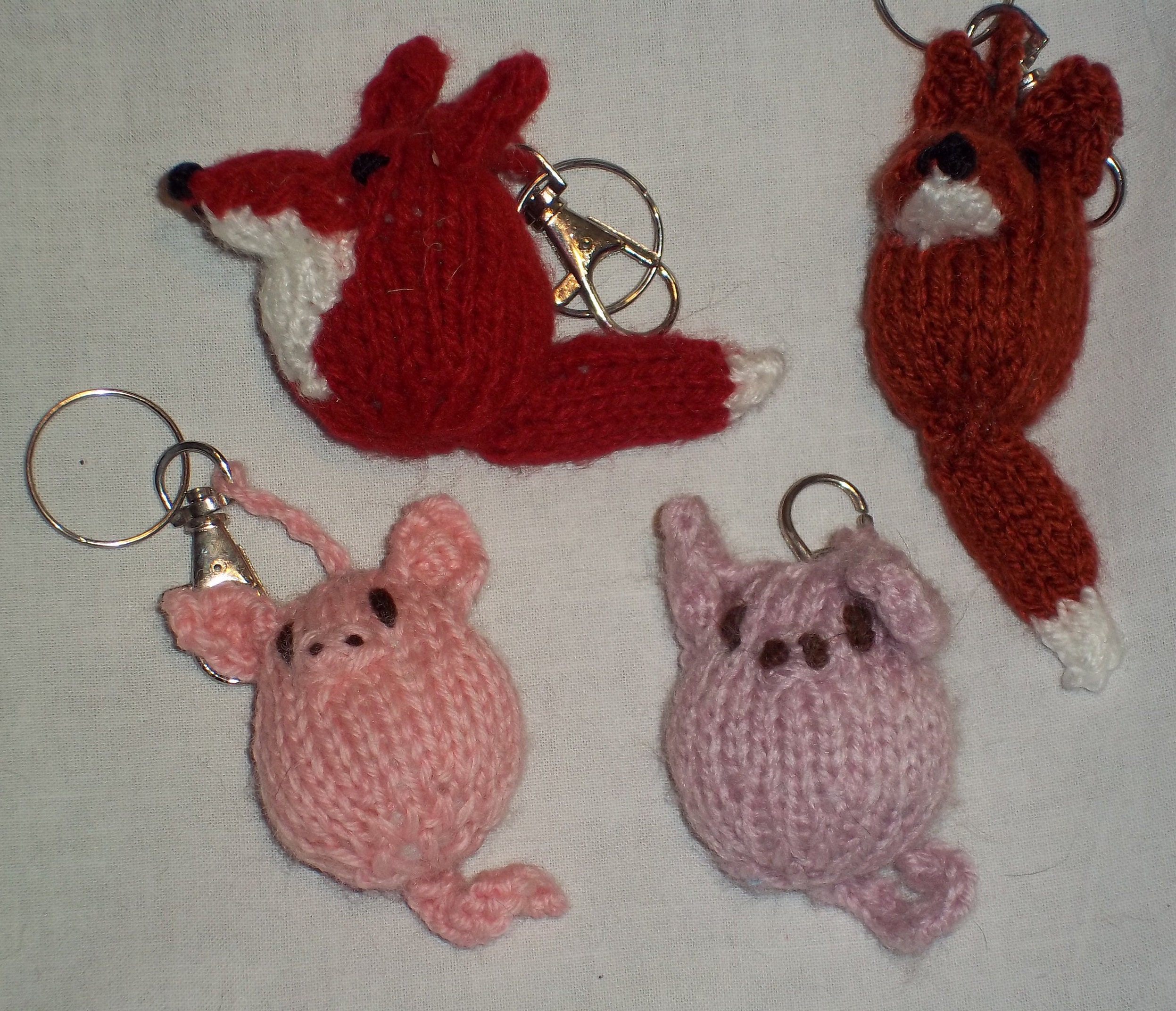 Hand Knitted Character Keyrings Animal Key Fob Pocket Money - Etsy UK