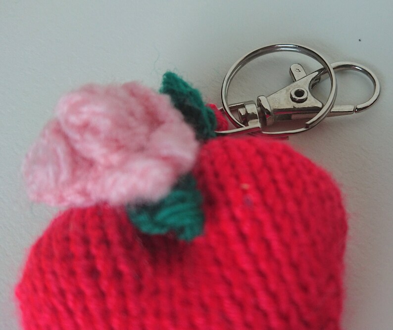 Knitted Sweetheart Keyrings Heart and Flower Keyring - Etsy
