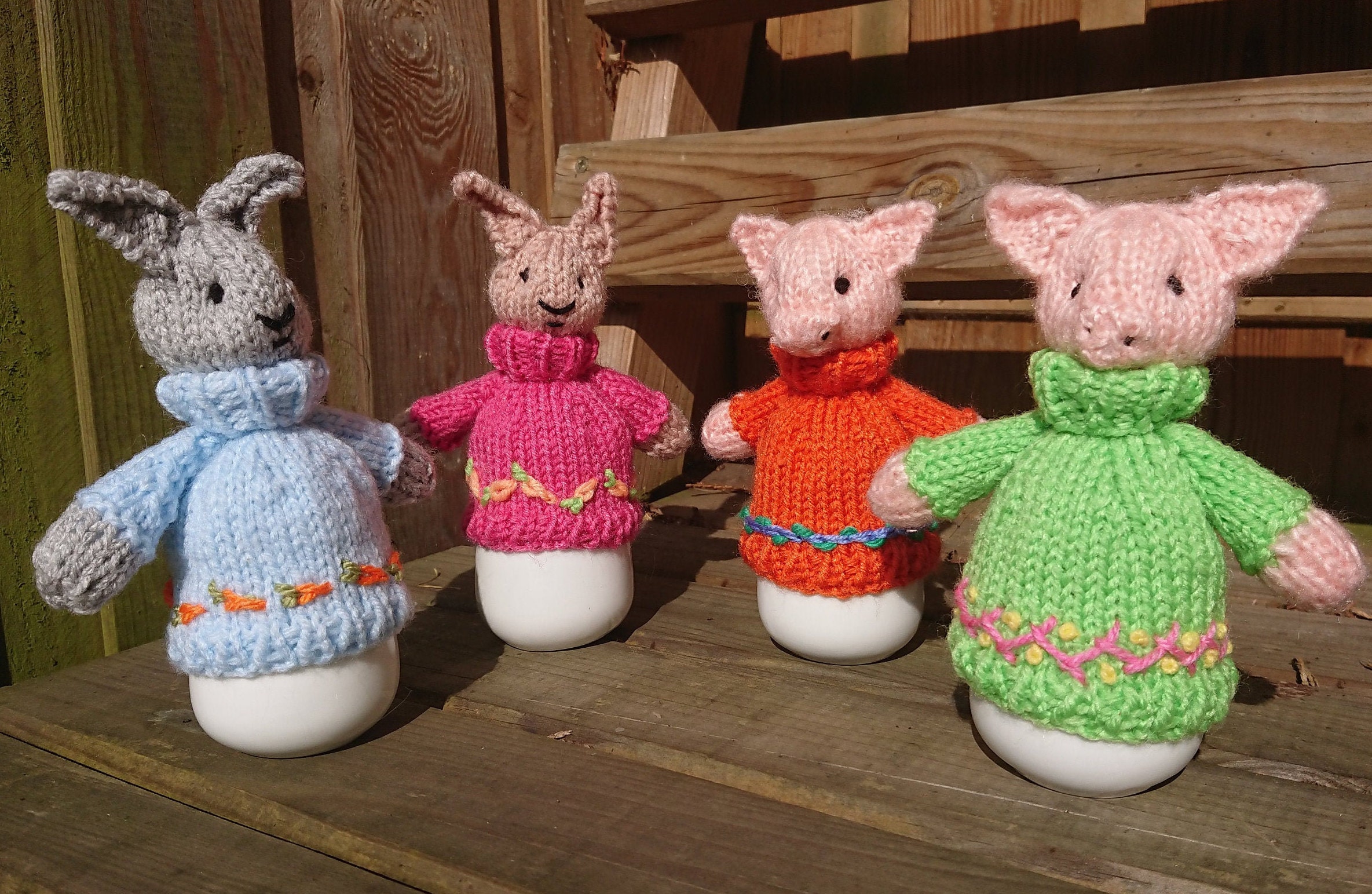 Hand Knitted Character Egg Cosy and Egg Cup Set | Etsy