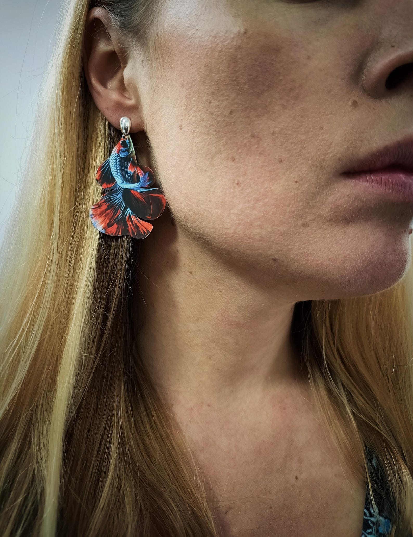Betta Fish Earrings,colorful Fish Jewelry,oversized Colorful Earrings ...