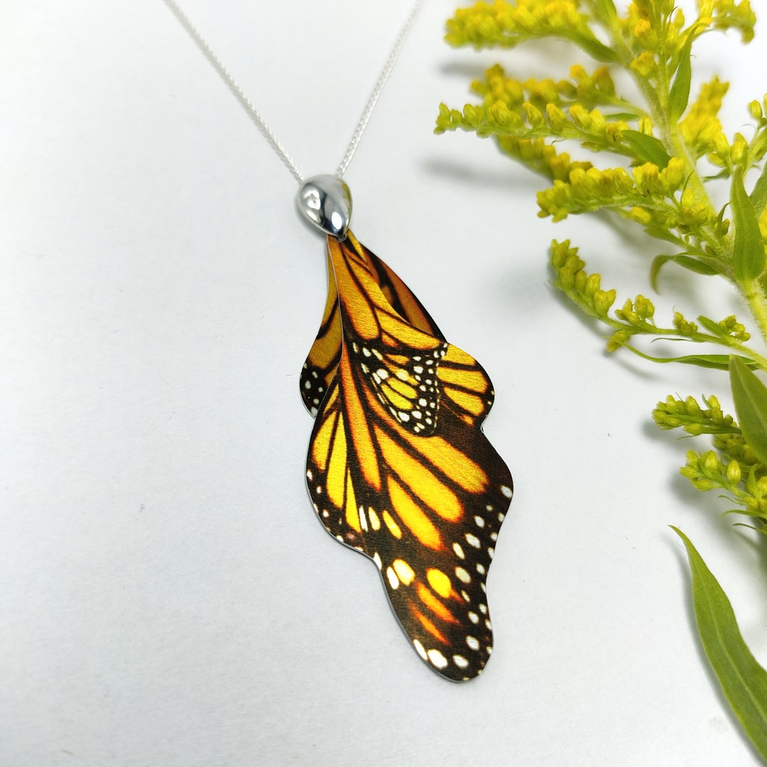 Large Monarch Butterfly Pendant,butterfly Wing Necklace,sterling Silver ...
