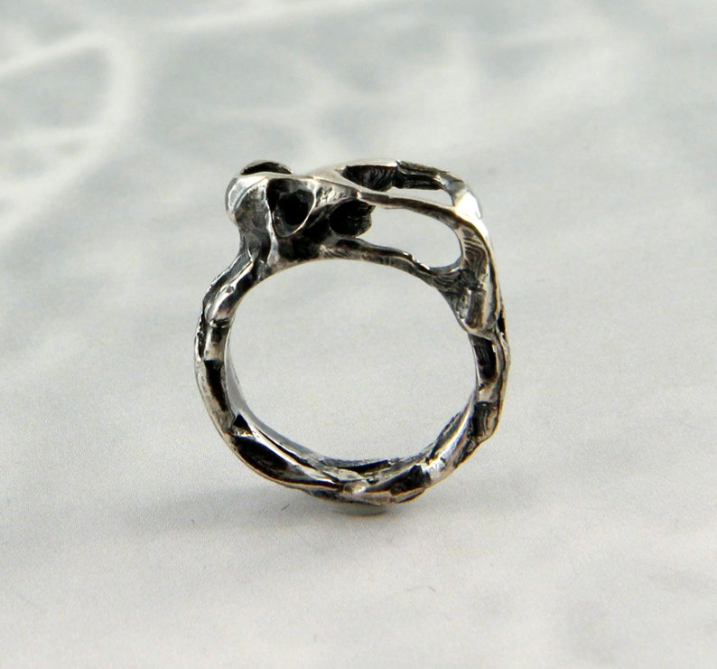 Black Silver Textured Goth Ring for Dark Soul - Etsy
