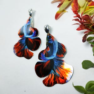 Betta Fish Earrings,colorful Fish Jewelry,oversized Colorful Earrings ...