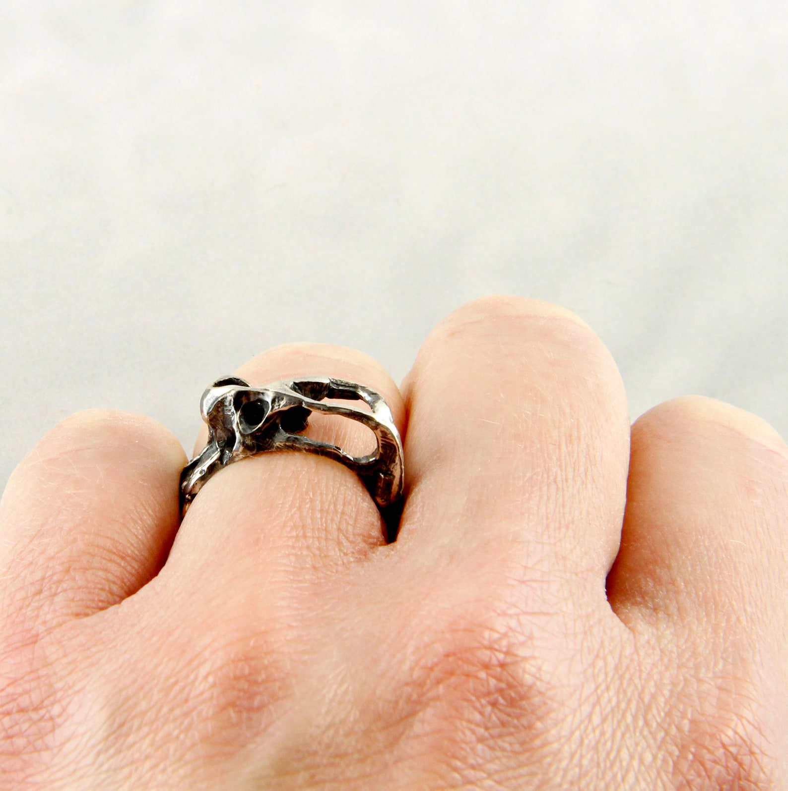 Black Silver Textured Goth Ring for Dark Soul - Etsy