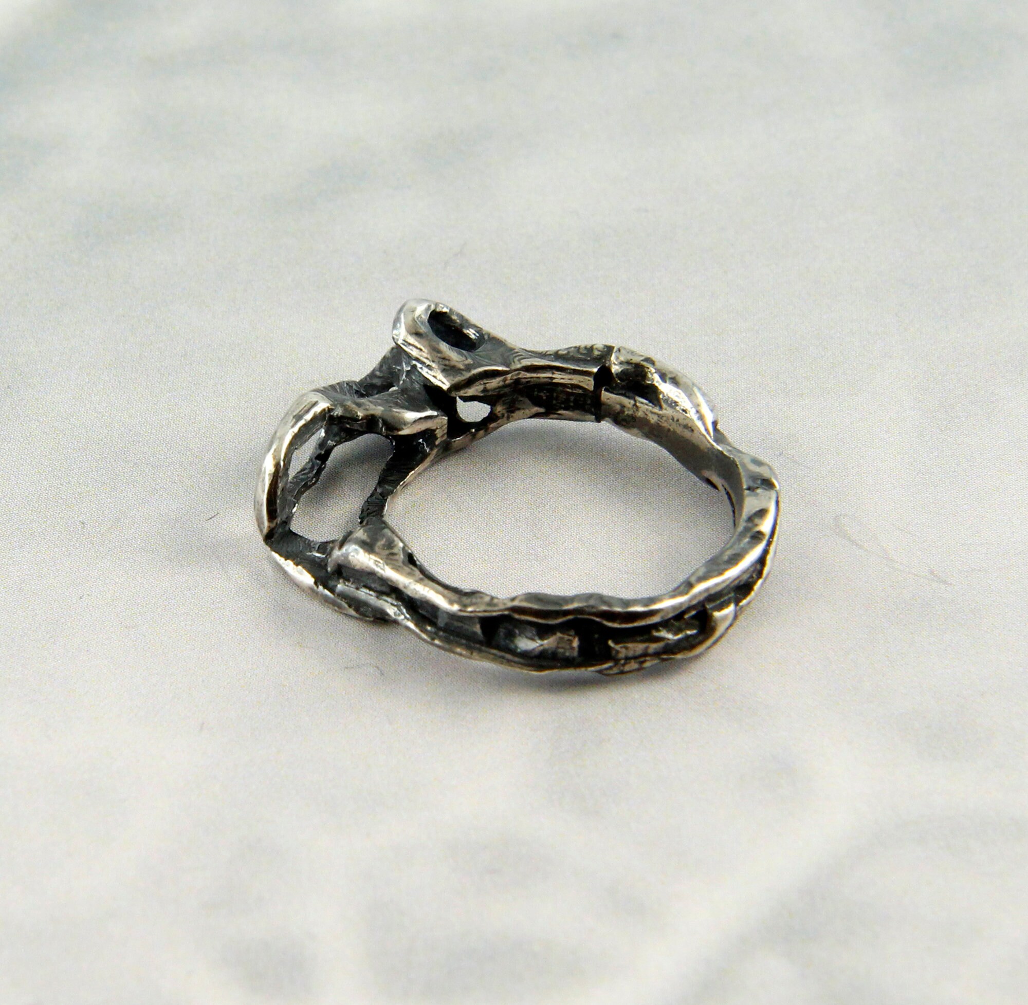 Black Silver textured goth Ring for dark soul | Etsy