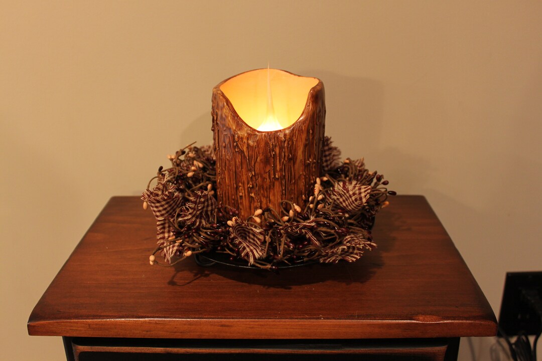 Black Candle Pan With Antiqued Pillar Candle Cover and an - Etsy