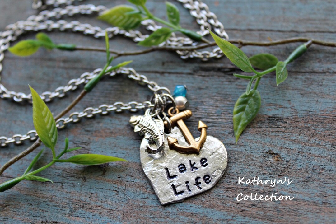 Lake Necklace, Lake Life Necklace, Lake Jewelry, at the Lake, Fishing ...
