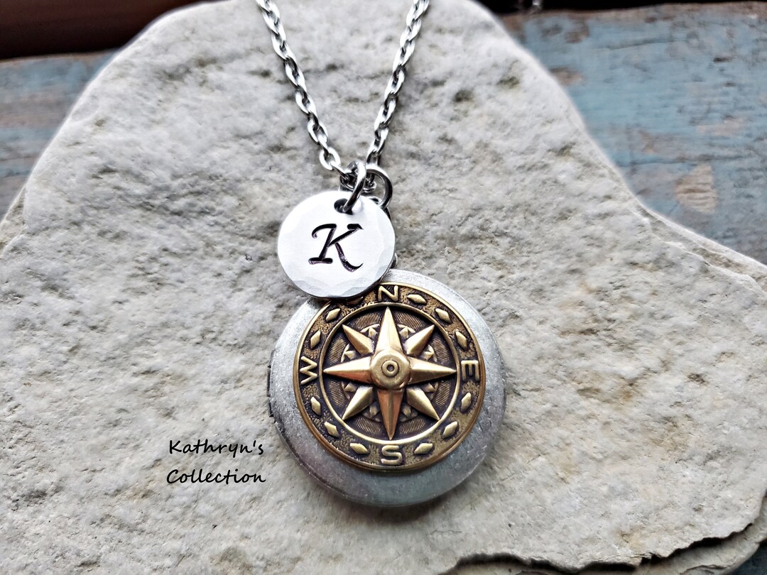 Compass Locket, Compass Necklace, Compass Jewelry, Gift for Graduate ...