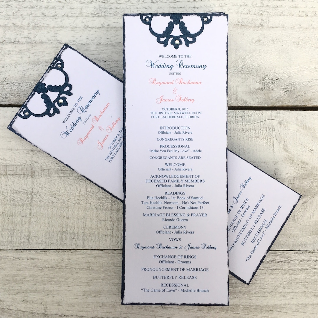 Wedding Program, Elegant Wedding Program, Custom Designed, Handmade ...