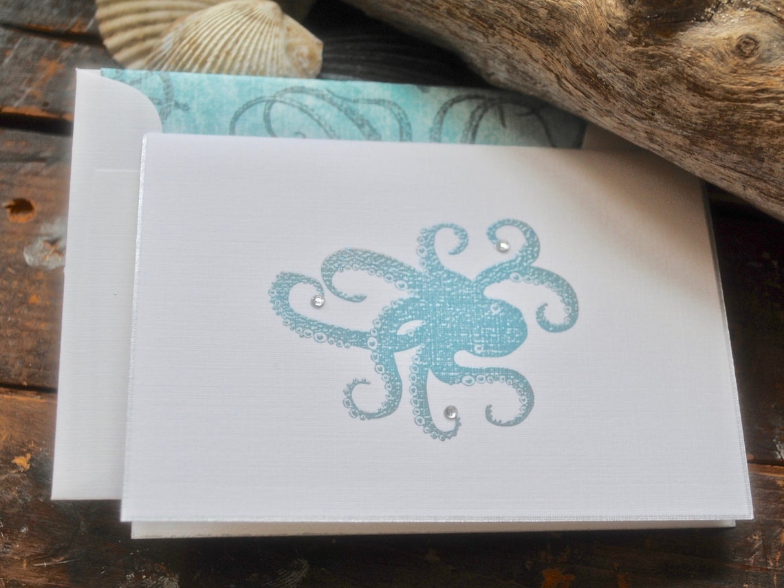 Note Cards Octopus Stationery Handmade Note Cards Nautical | Etsy