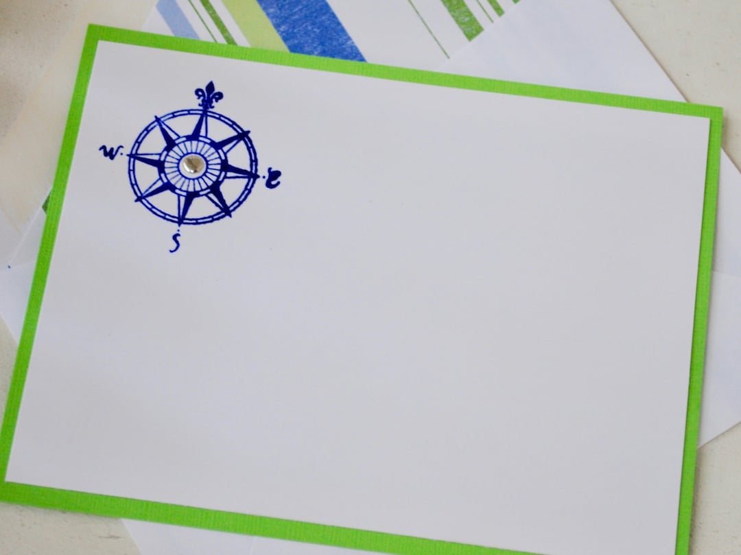 Handmade, Personalized, Compass Rose Notecards, Set of 8 - Etsy