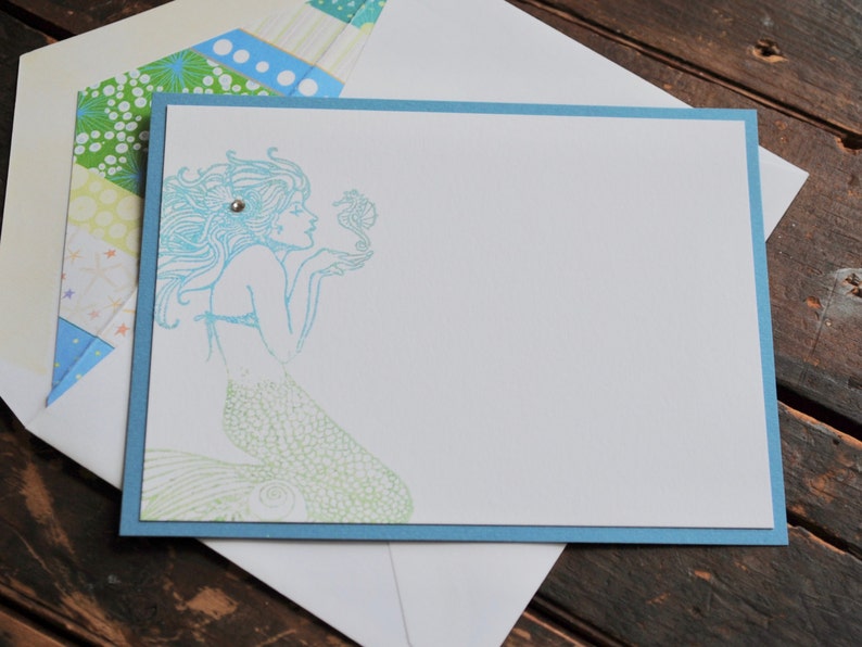 Note Cards, Mermaid Stationery, Mermaid Note Cards, Beach Note Cards ...