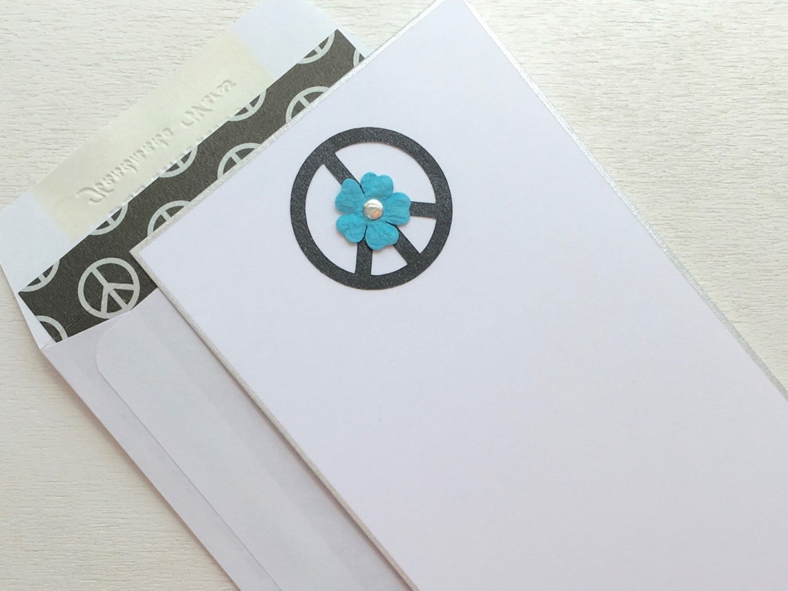 Note Cards, Peace Sign Stationery, Personalized Note Cards, Modern Note ...
