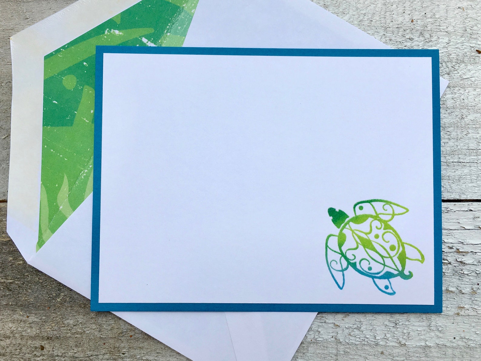 Sea Turtle Note Cards Sea Turtle Stationery Nautical Note - Etsy
