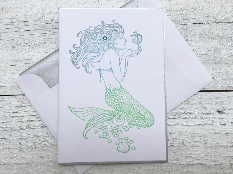 Mermaid Note Card, Mermaid Stationery, Personalized Note Cards ...