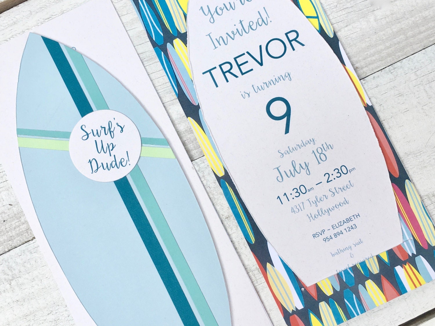 Surfing Invitation - Surfboard Invitation - Bat Mitzvah Invitation- Bar ...