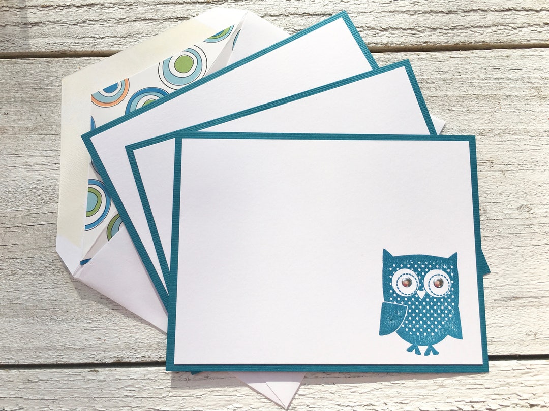 Owl Note Cards, Personalized Note Cards, Flat Note Cards, Thank You ...