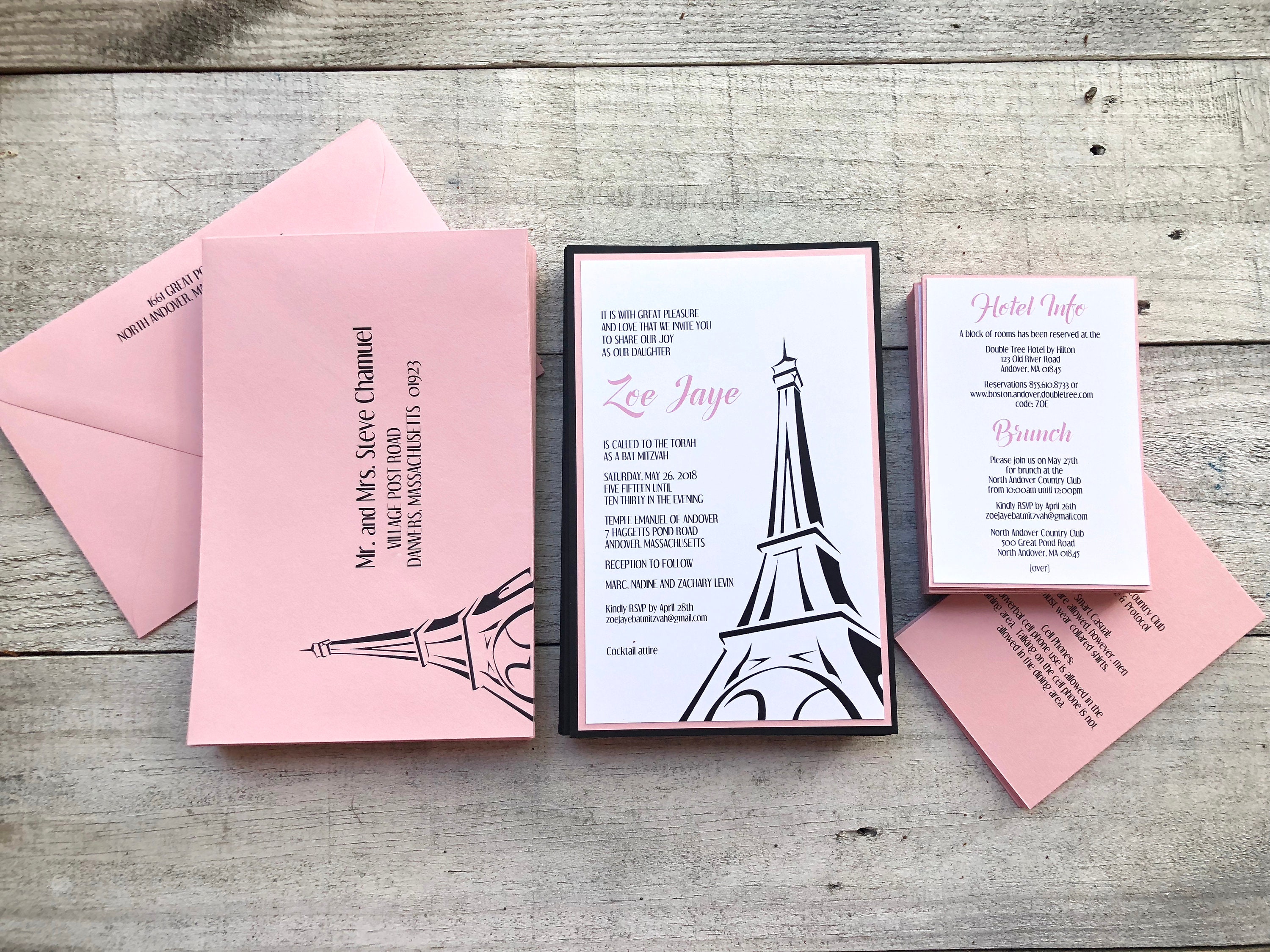 Paris Invitation - Bat Mitzvah Invitation - Eiffel Tower Invitation ...