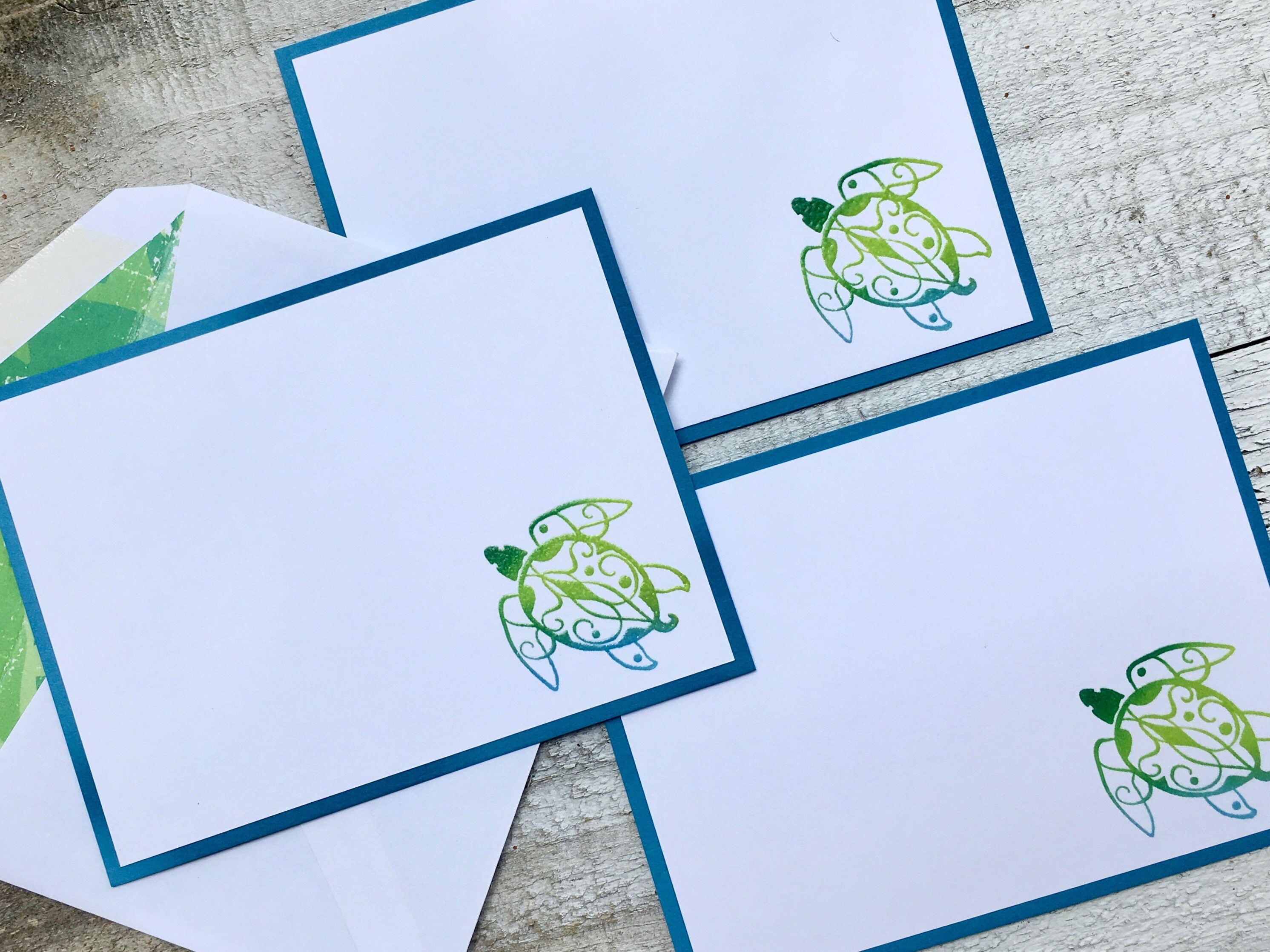 Sea Turtle Note Cards Sea Turtle Stationery Nautical Note - Etsy