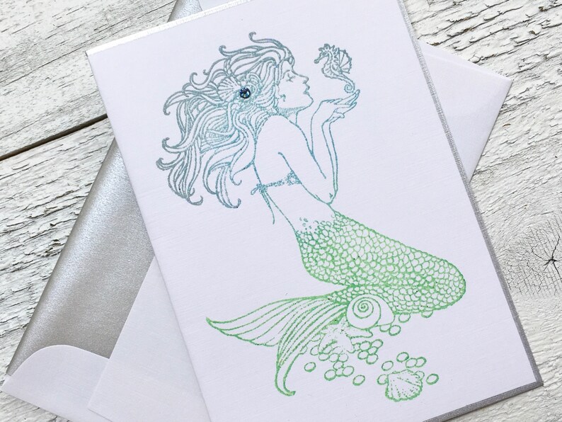 Mermaid Note Card, Mermaid Stationery, Personalized Note Cards ...