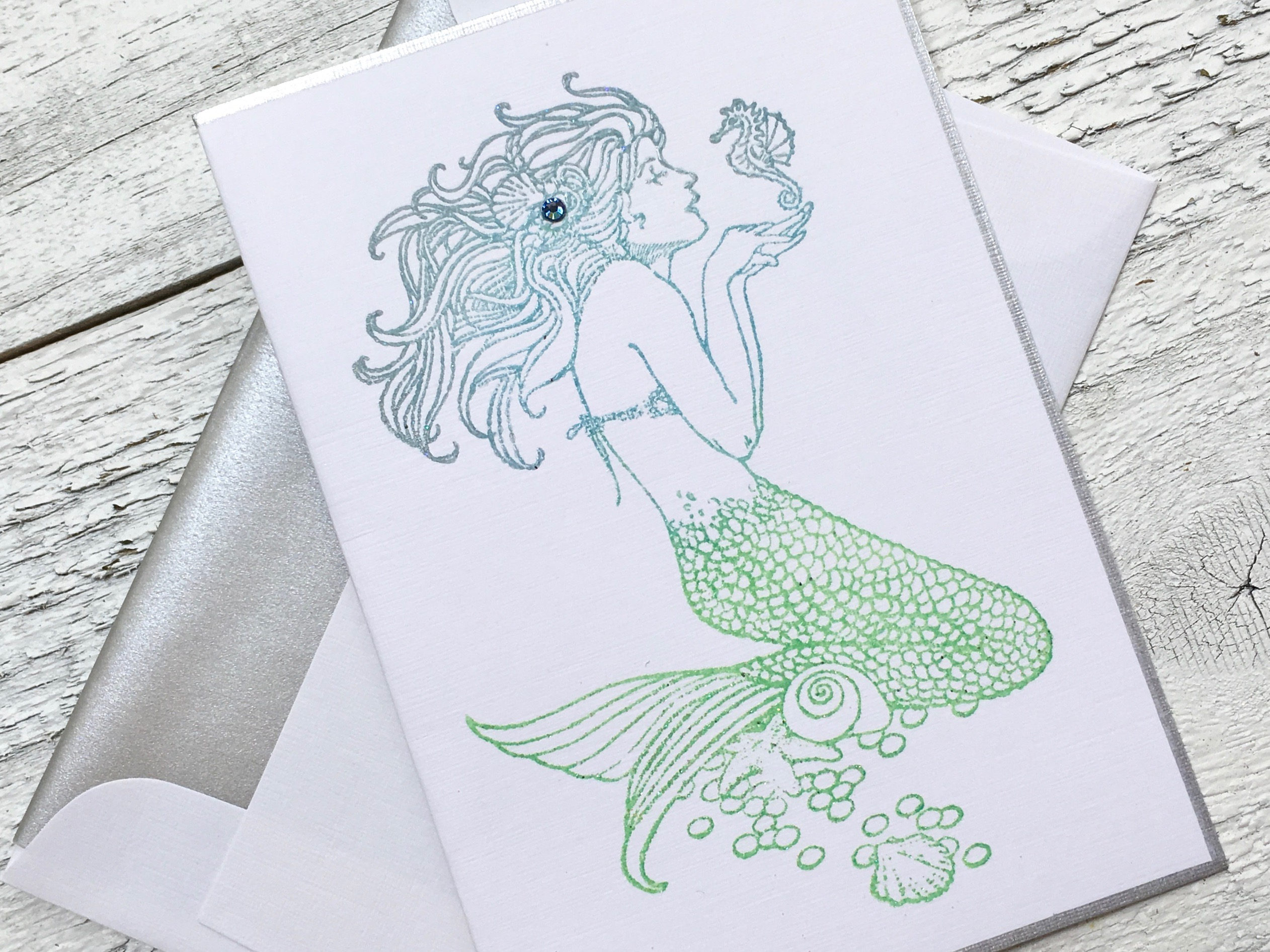 Mermaid Note Card, Mermaid Stationery, Personalized Note Cards ...