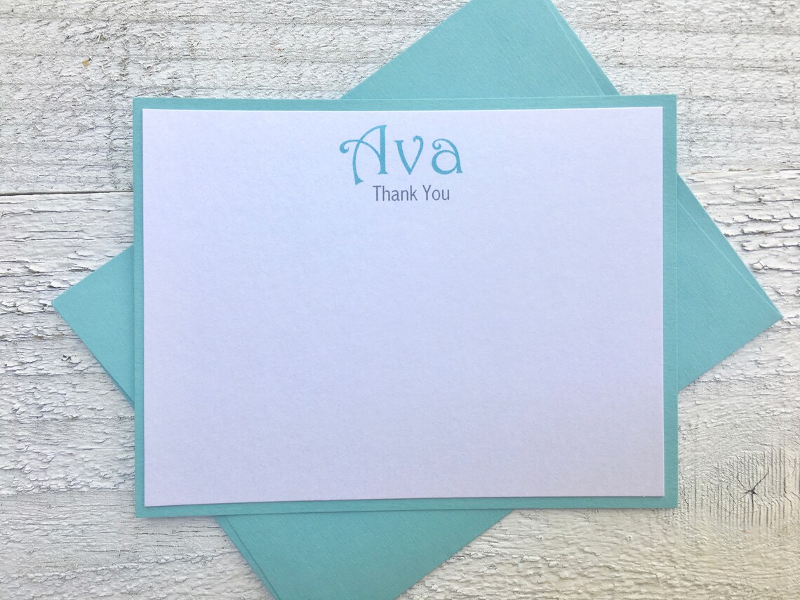 Personalized Note Card, Modern Note Cards, Flat Note Cards, Thank You ...