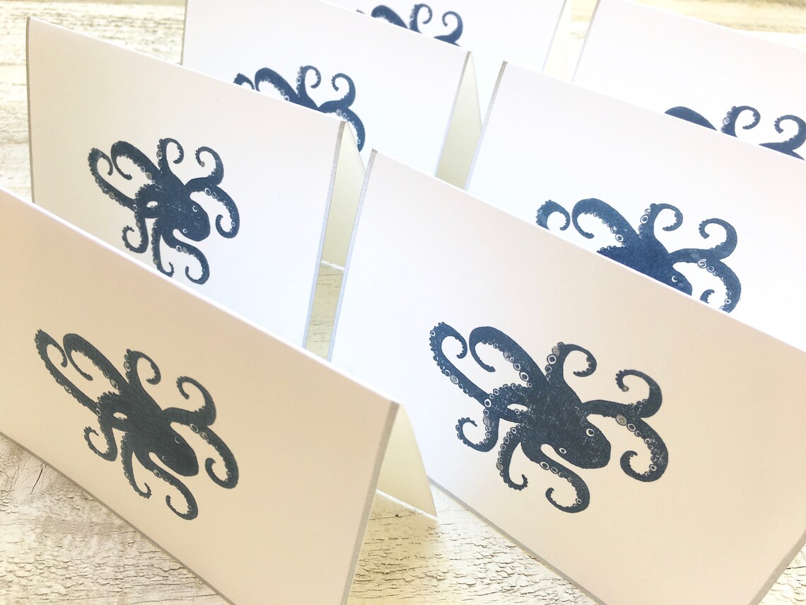 Note Cards, Octopus Stationery, Handmade Note Cards, Nautical ...