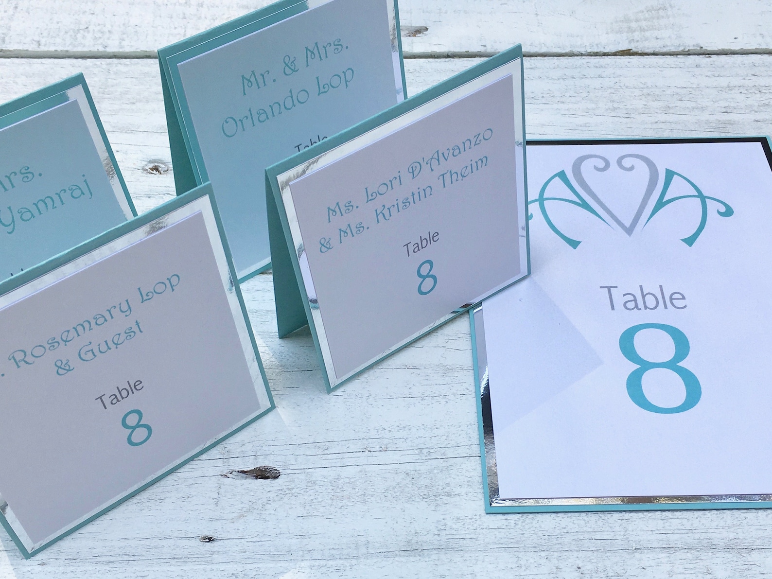 Seating Cards, Table Seating Cards, Turquoise Place Cards, Bat Mitzvah ...