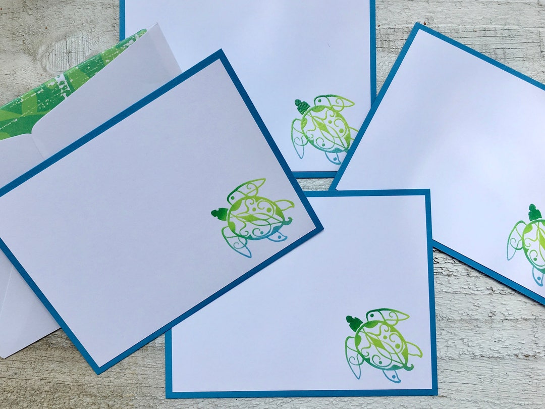 Sea Turtle Note Cards Sea Turtle Stationery Nautical Note Cards Beach ...