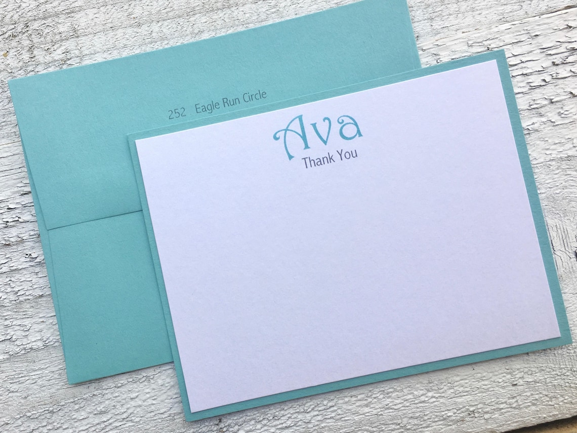 Personalized Note Card, Modern Note Cards, Flat Note Cards, Thank You ...