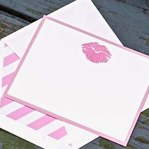 Pink Lip Notecards, Kiss Note Cards, Lips Notecards, Kiss Stationery ...