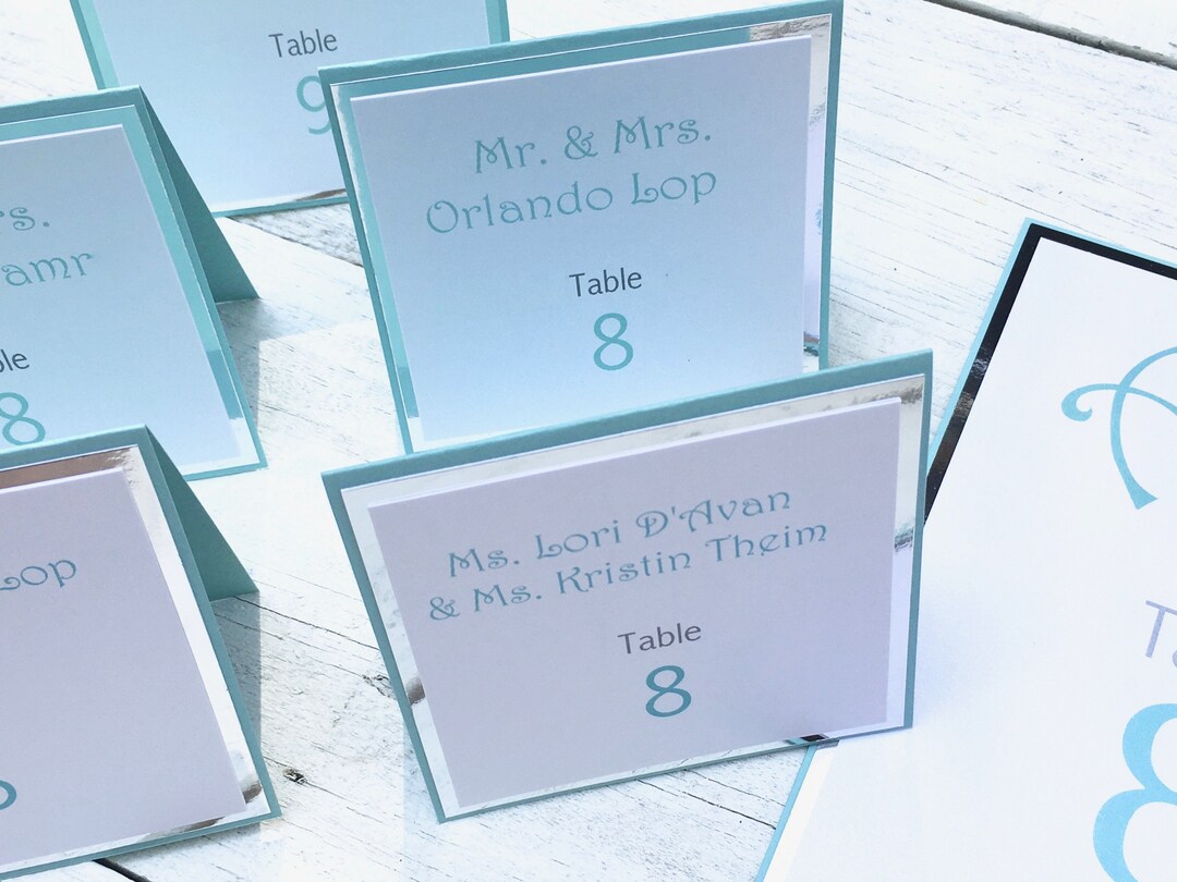 Seating Cards, Table Seating Cards, Turquoise Place Cards, Bat Mitzvah ...