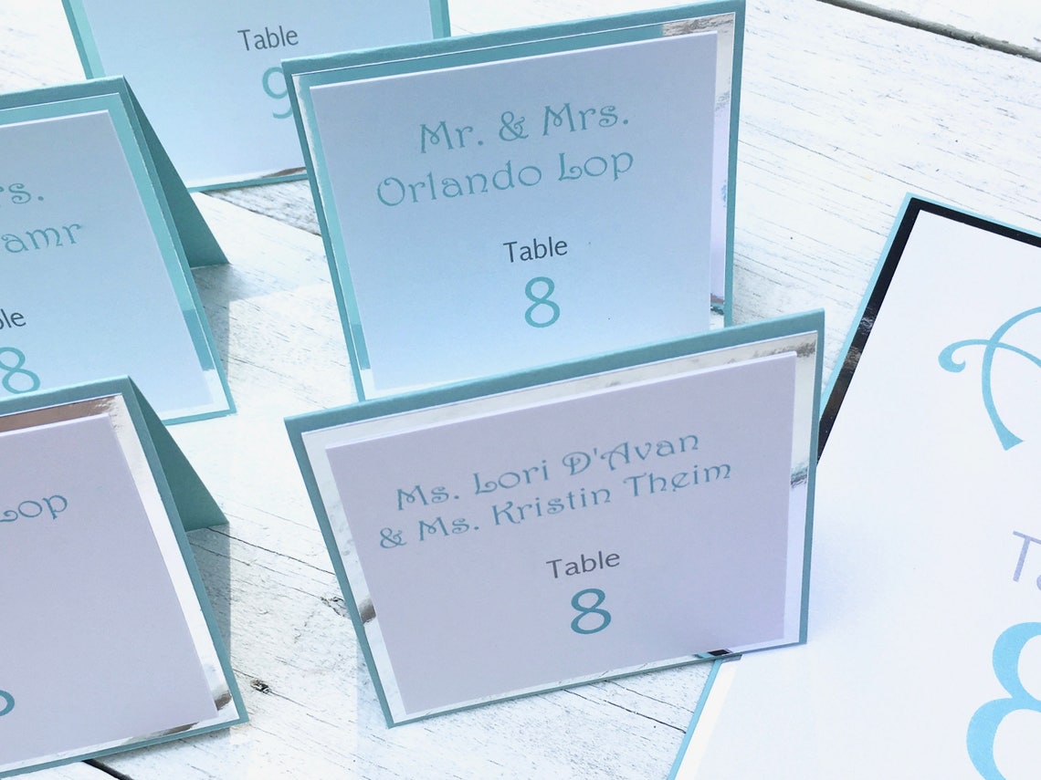 Seating Cards, Table Seating Cards, Turquoise Place Cards, Bat Mitzvah ...