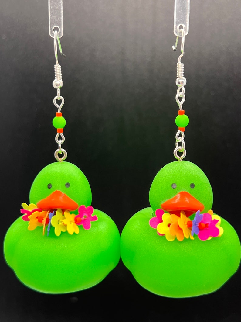 Cheerful Earful Alo-ha Rubber Duck Earrings - Etsy