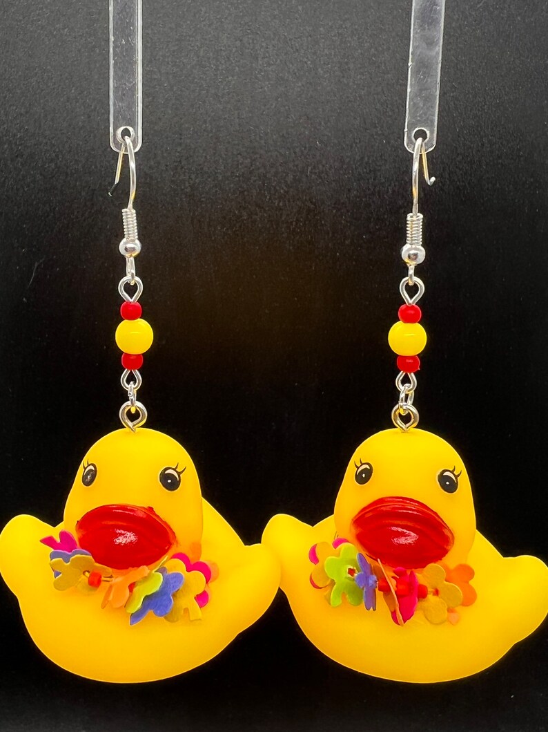 Cheerful Earful Alo-ha Rubber Duck Earrings - Etsy