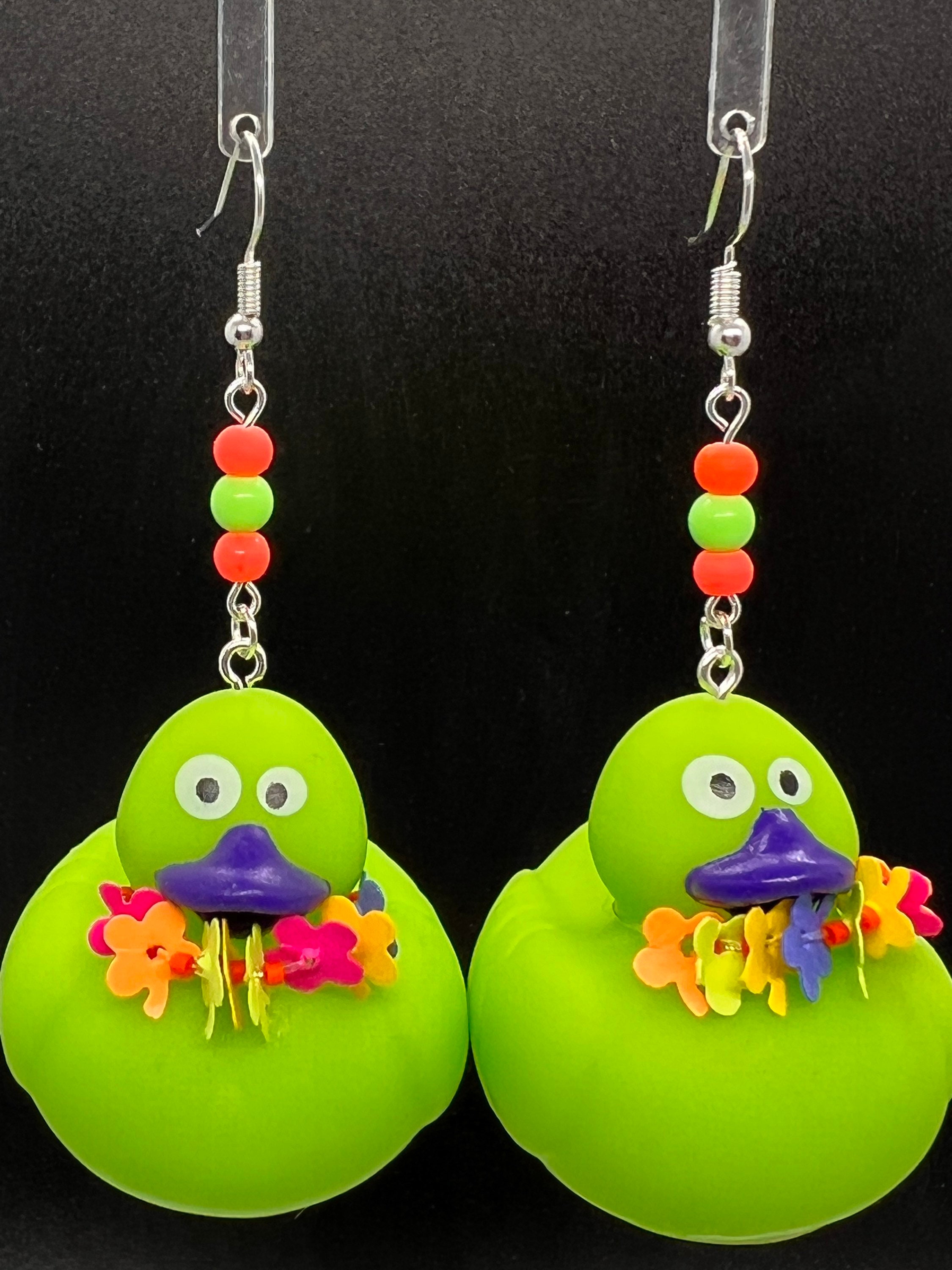 Cheerful Earful Alo-ha Rubber Duck Earrings - Etsy