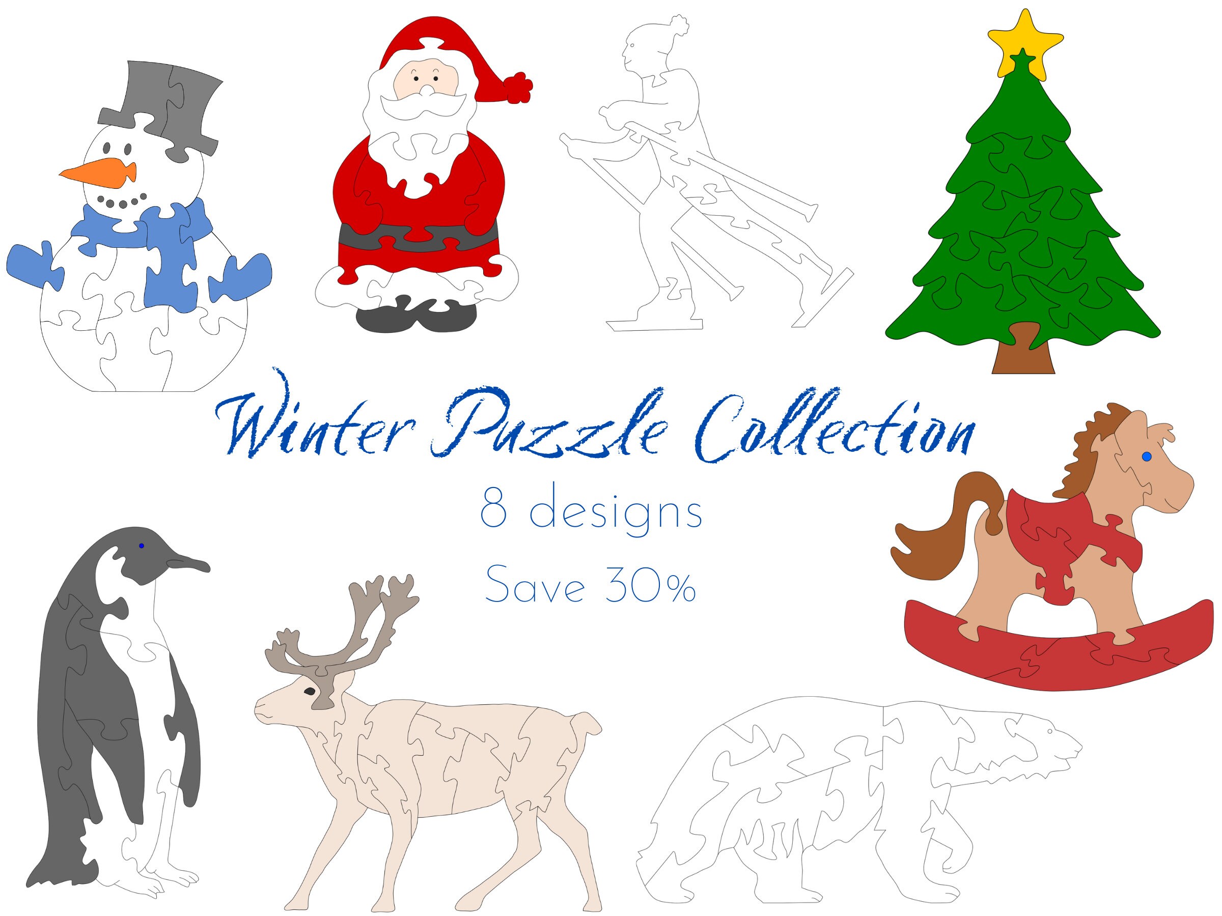 Winter Puzzle Pattern Collection PDF PNG SVG Digital Download - Etsy