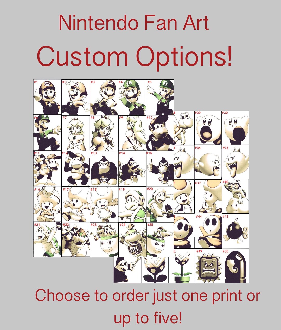 Nintendo Fan Art Prints 6 Prints Customizable Digital Drawings, Wall ...