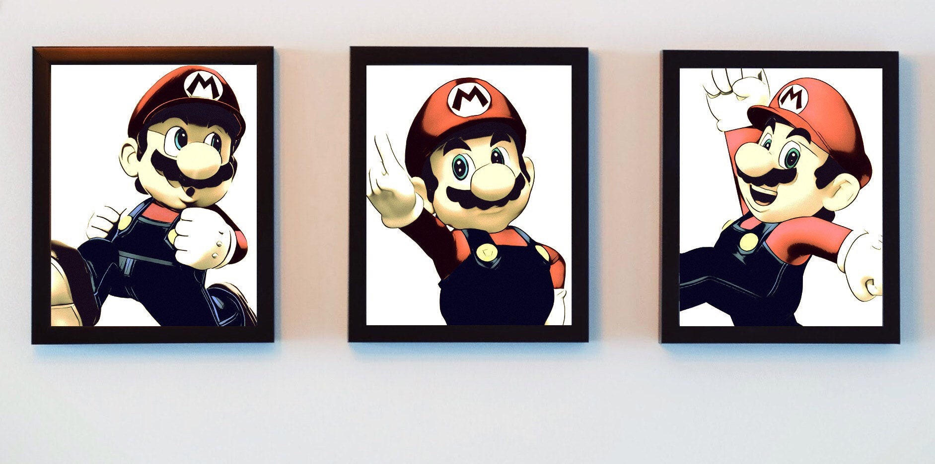 Set of 3 Super Mario Collection in Color Digital Prints, Nintendo Fan ...