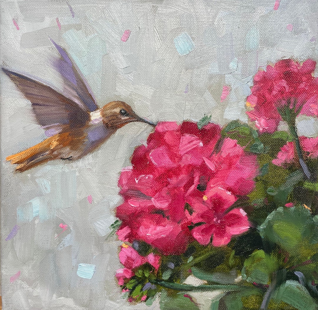 Summer Flutter, Hummingbird, 10x10, Oil on Canvas, Summer, Spring ...
