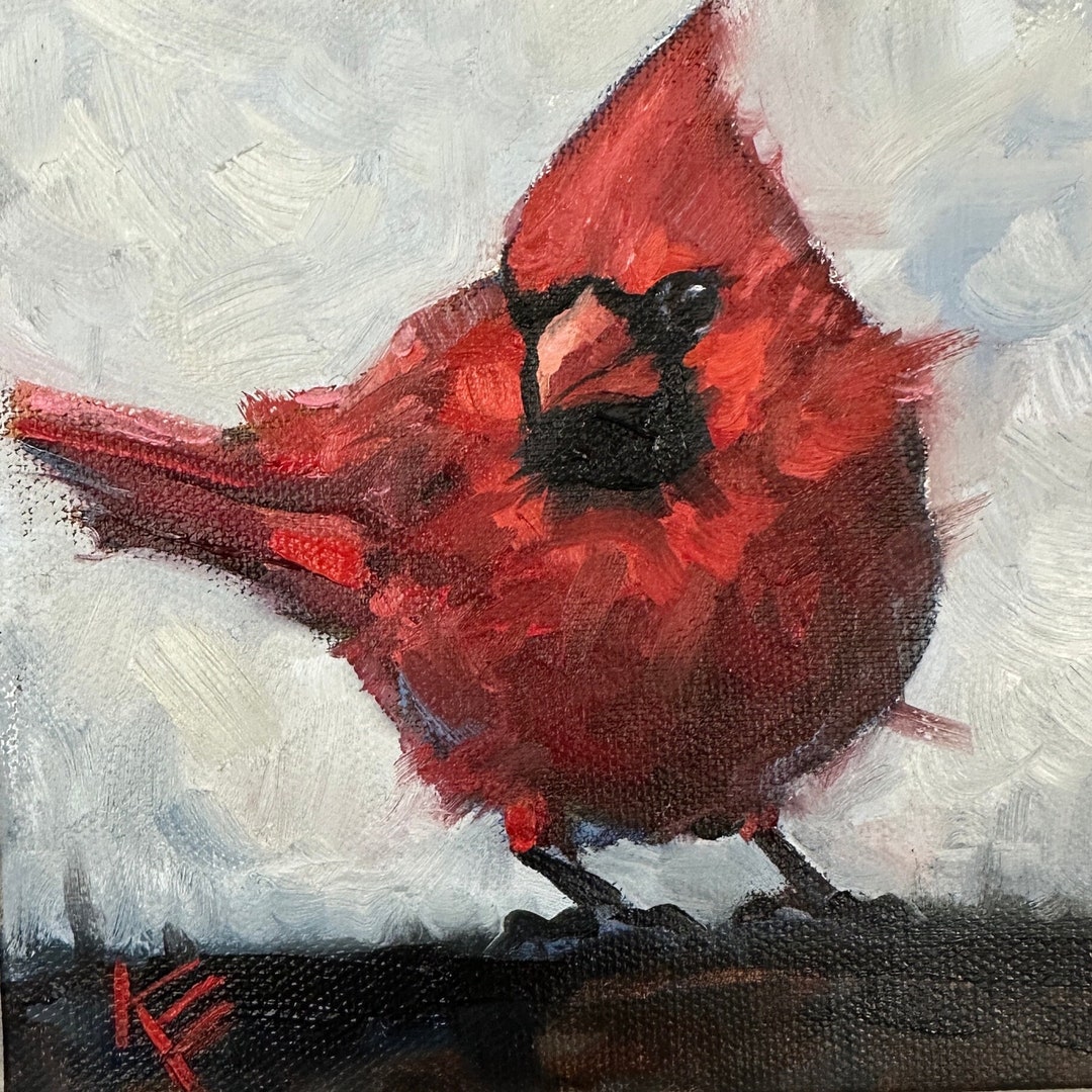 Original Oil Painting, 6"x6", Cardinal Bird, Krista Eaton, Birds ...
