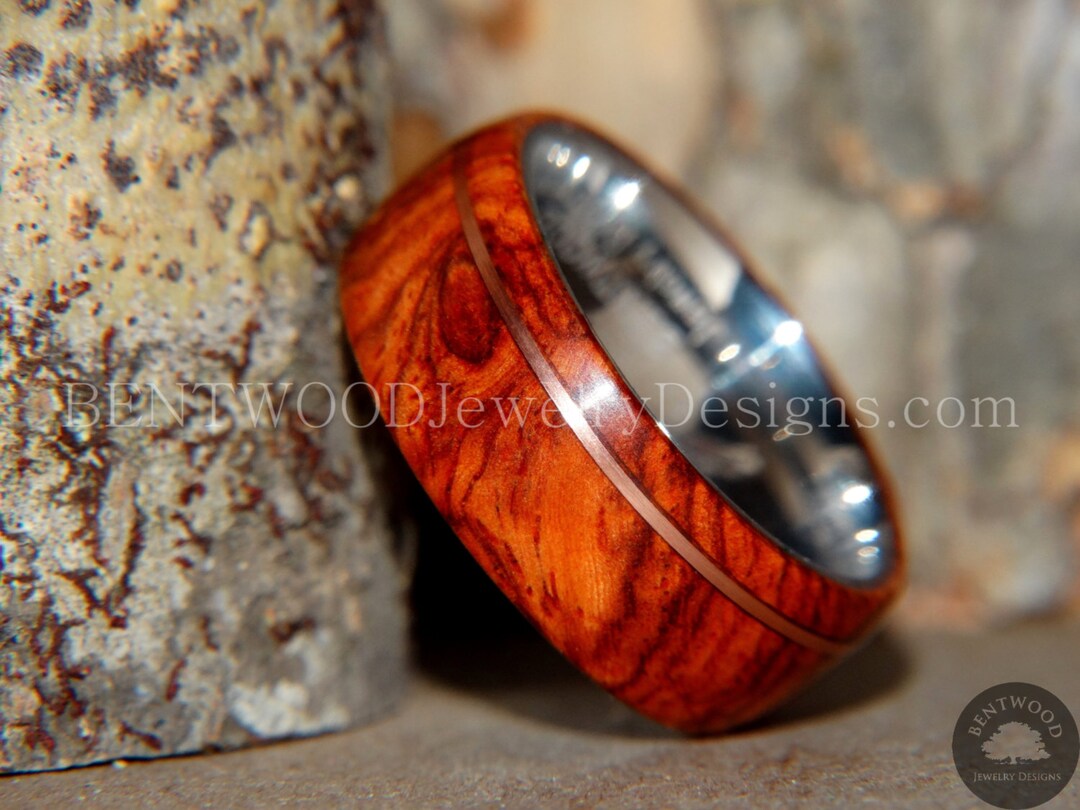 Bentwood Ring - "rarity" Amboyna Burl Wood Ring With Surgical Grade ...