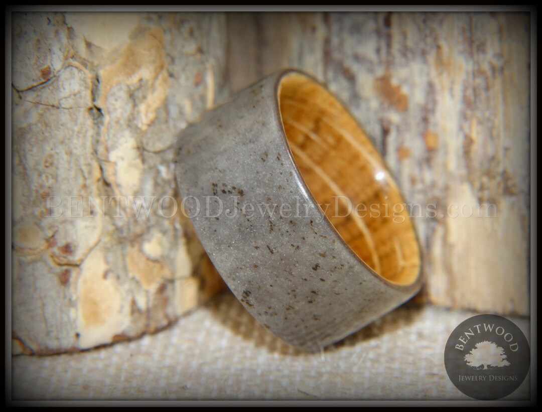 Bentwood Ring quarry Natural Stone on Whiskey Barrel Oak Core - Etsy