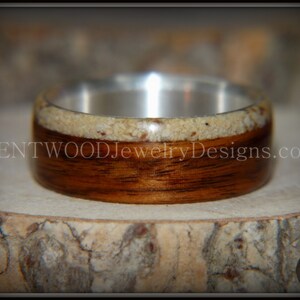 Bentwood Ring - Rosewood and Offset Beach Sand Inlay on Silver Core - Etsy