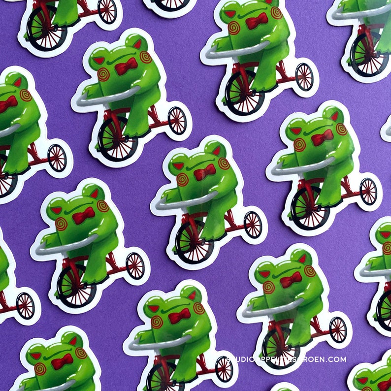 Scary Tricycle Frog Vinyl Sticker - Halloween Horror Movie Sticker - 1. ...