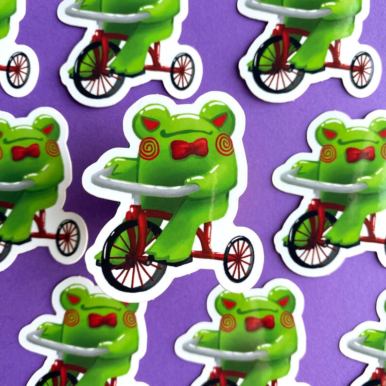 Scary Tricycle Frog Vinyl Sticker - Halloween Horror Movie Sticker - 1. ...