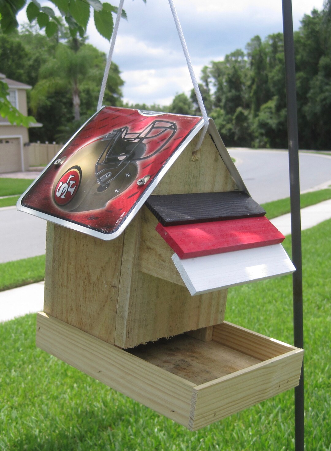 Handmade Novelty Bird Feeder or Bird House, License Plate Roof: San ...
