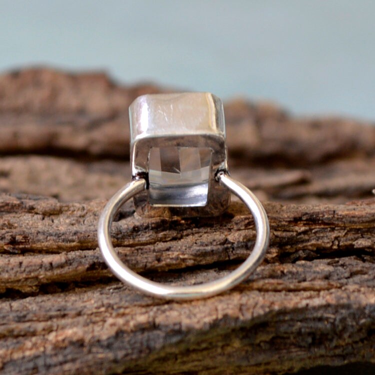 Crystal Gemstone Ring 925 Sterling Silver Ring Large Octagon | Etsy