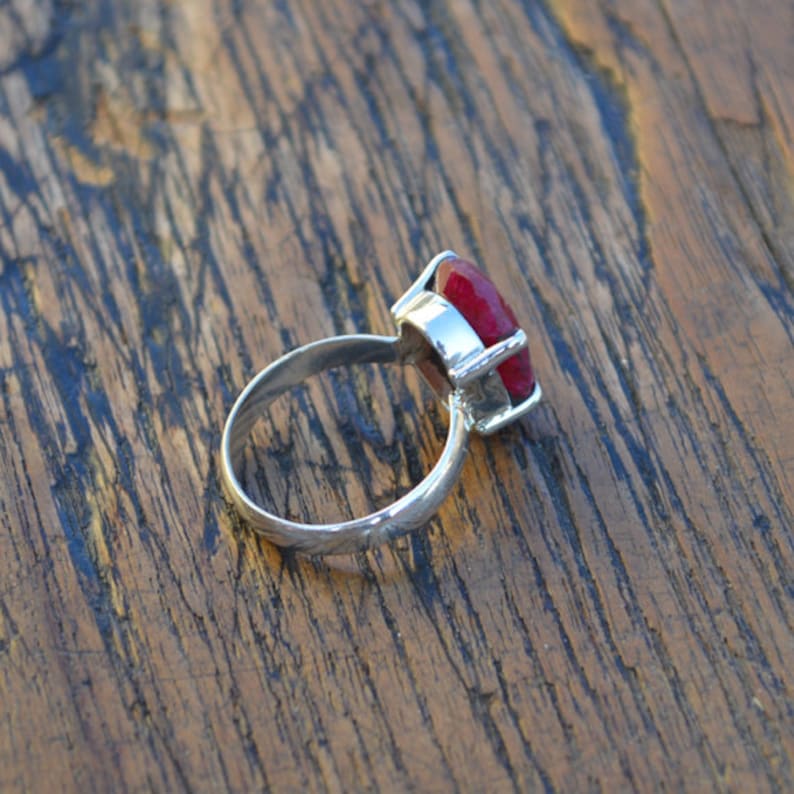Natural Red Ruby Gemstone Ring 925 Sterling Silver Prong Set | Etsy