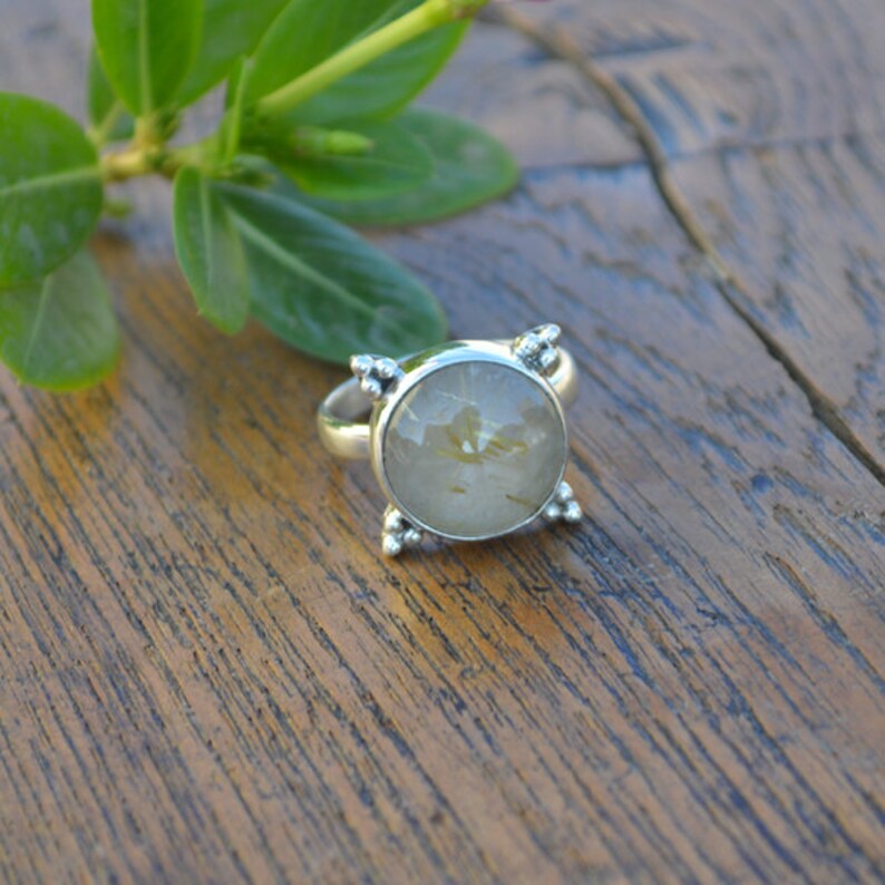 Natural Yellow Rutile Ring Gemstone Ring Gift for Her Bezel | Etsy